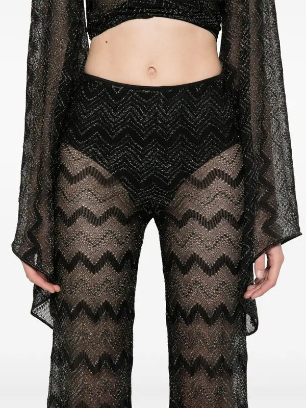 Missoni Crochet-knit Flared Trousers - Black