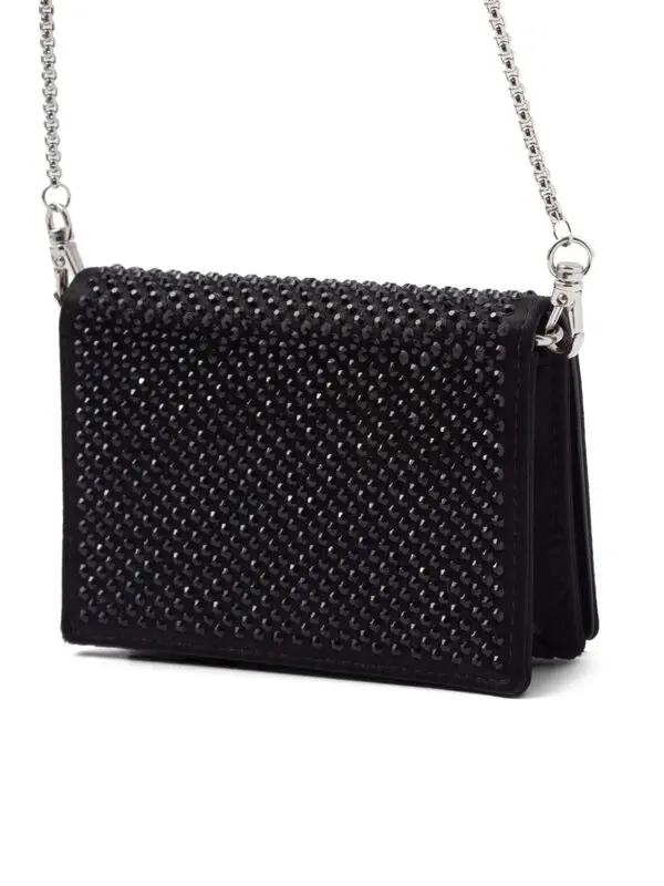 Prada Crystal-embellished Satin Card Holder - Black