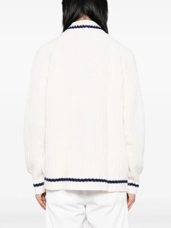 Kiton Logo Patched Wool Cardigan