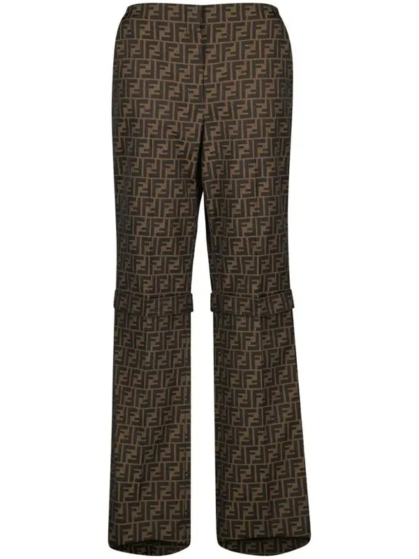 Fendi Jacquard Logo Trousers Brown Editorialist