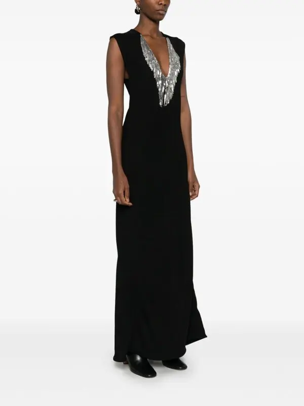 JIL SANDER Fringed-mesh Maxi Dress