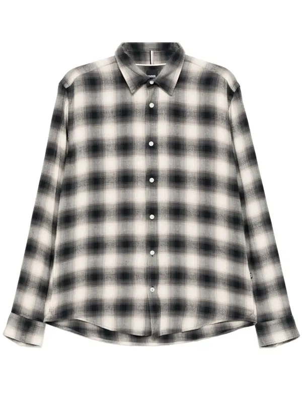 BOSS Plaid Long-sleeves Shirt - Grey