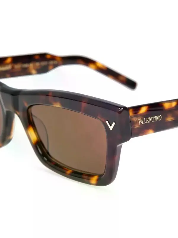 Valentino Garavani V-shape Rectangular Sunglasses - Brown