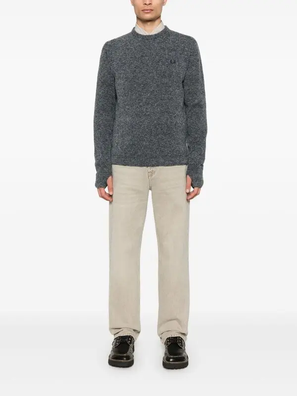 Fred Perry Bouclé Crew-neck Sweater - Blue