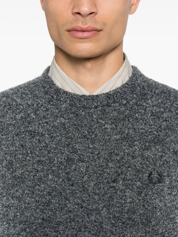 Fred Perry Bouclé Crew-neck Sweater - Blue