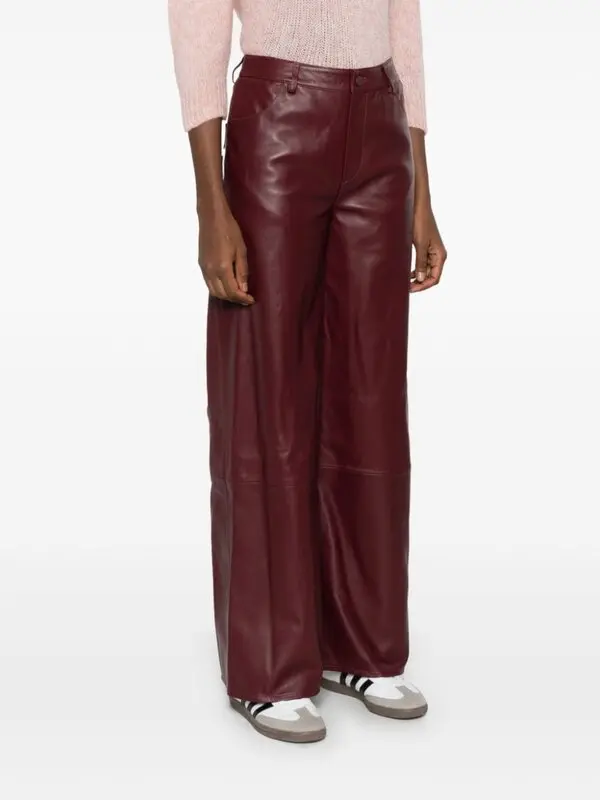 Loulou De Saison Figari Wide-leg Lambskin Trousers - Red