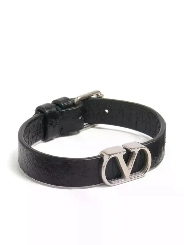 Valentino Garavani Vlogo Signature Leather Bracelet - Black