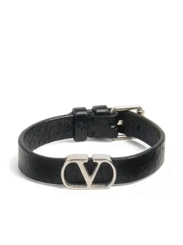 Valentino Garavani Vlogo Signature Leather Bracelet - Black