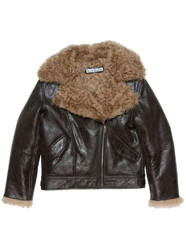 Acne Studios Shearling Leather Jacket - Black