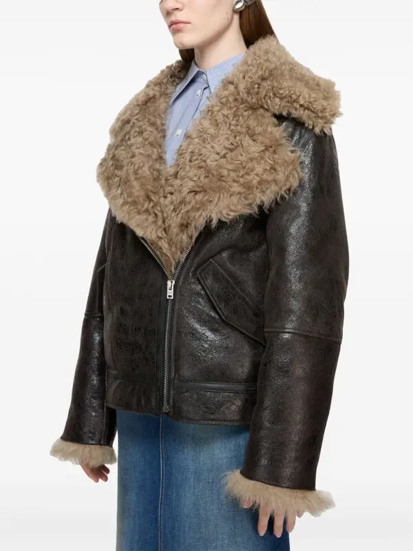 Acne Studios Shearling Leather Jacket - Black