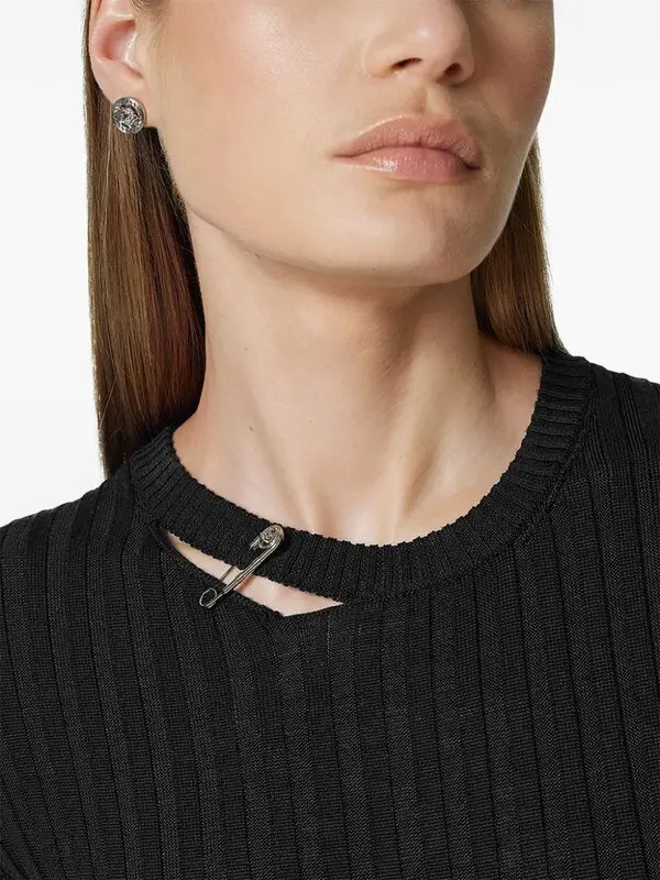 Versace Safety Pin Ribbed-knit Mini Dress