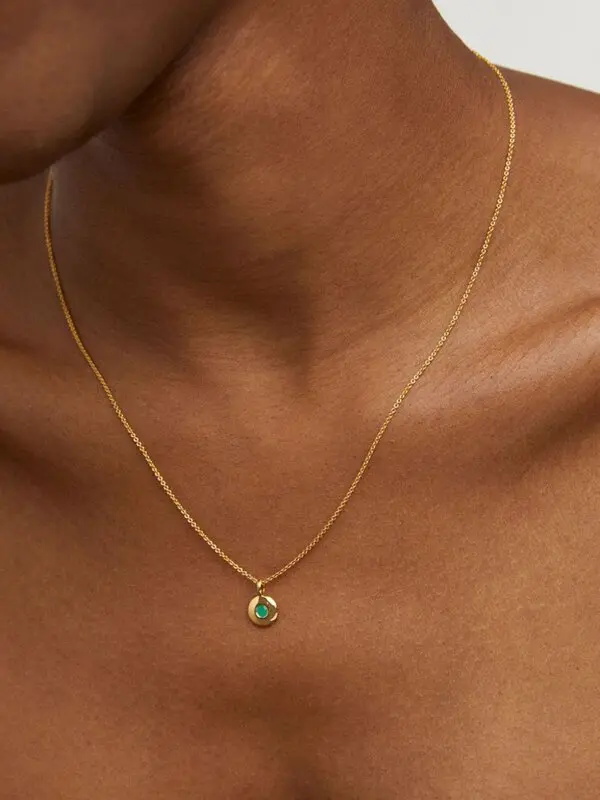 Monica Vinader 18kt Recycled Vermeil Birthstone Emerald Pendant Necklace - Gold