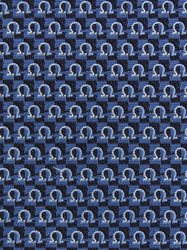 FERRAGAMO Gancini Jacquard Tie - Blue