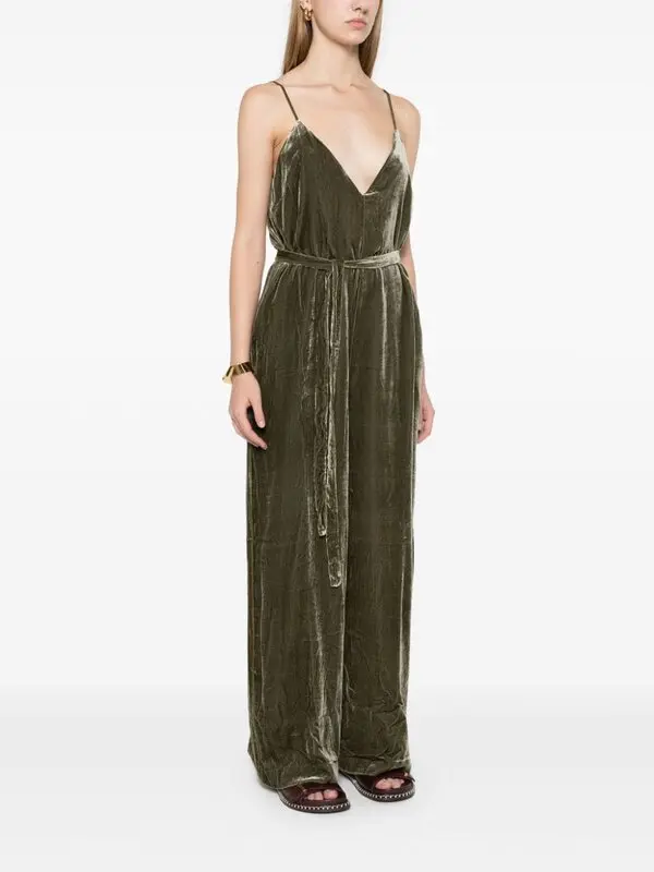 Gold Hawk Velvet Jumpsuit - Green