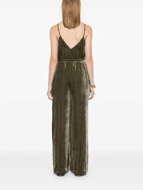 Gold Hawk Velvet Jumpsuit - Green