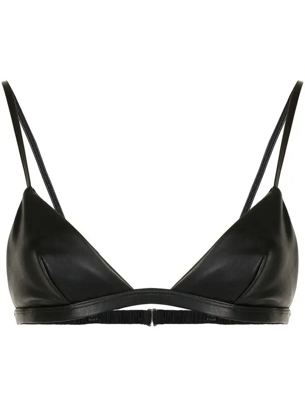 FLEUR DU MAL Vegan Leather Triangle Bra - Black