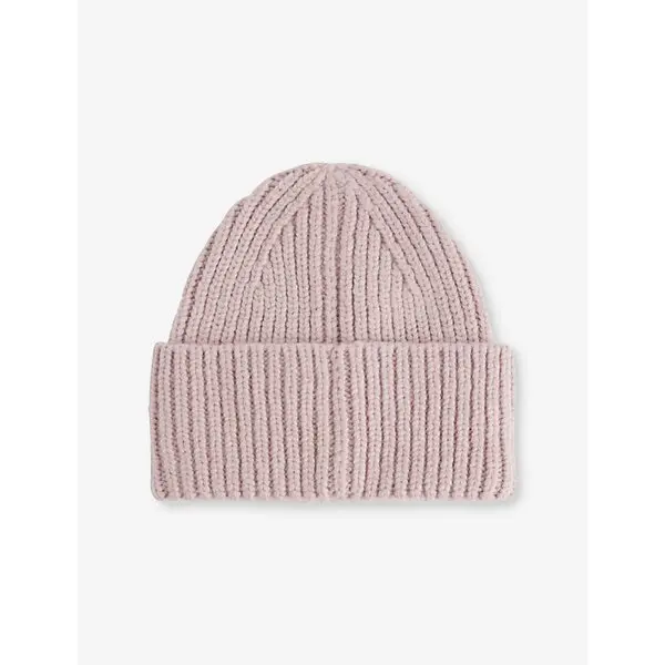 UGG Women\'s Chunky Rib-Knit Logo Patch Beanie in Purple Mauve, OS Ugg Patch | eBay main image 4