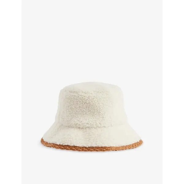 UGGfluff Scalloped Hat UGG バケハ 白 UGG® Fluff & Satin Reversible Scalloped Edge Bucket Hat - Macy's
