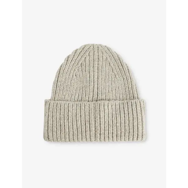 UGG Logo Patch Beanie Hat - Light Grey