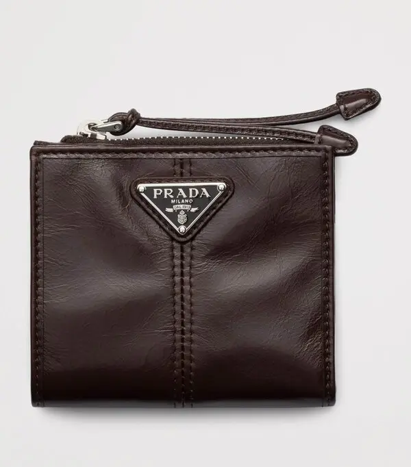 Prada Small Leather Zipped Wallet - Brown