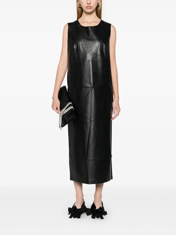 Norma Kamali Faux Leather Sleeveless Dress In Black - 31% Off | Editorialist