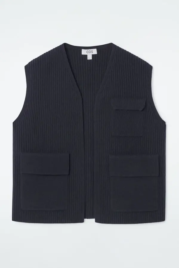 Cos Ribbed Merino Wool Utility Vest