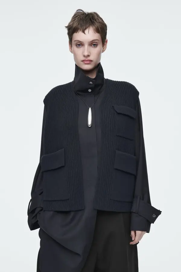 Cos Ribbed Merino Wool Utility Vest