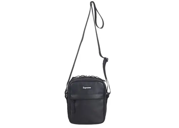 Supreme Leather Shoulder Bag - Black