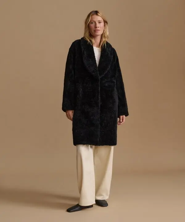 Jenni Kayne Long Shearling Yves Shawl Coat
