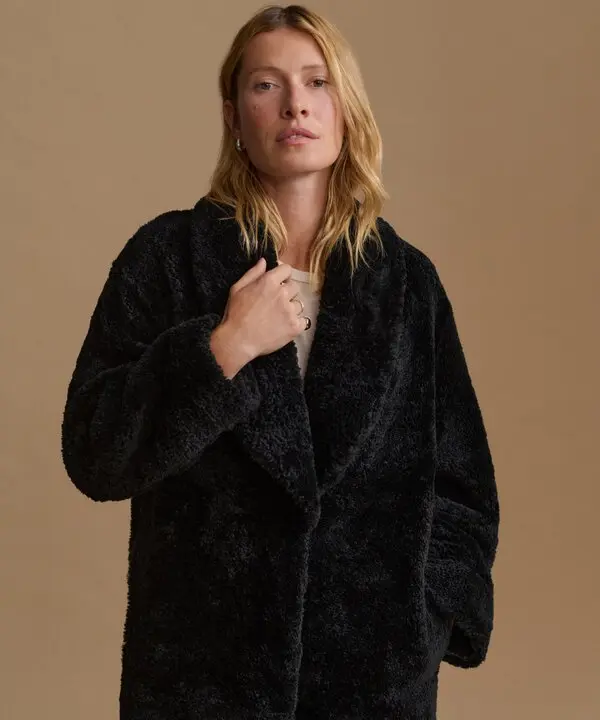 Jenni Kayne Long Shearling Yves Shawl Coat