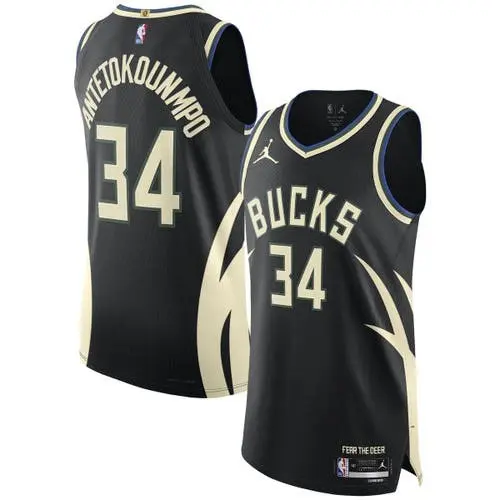 JORDAN BRAND Giannis Antetokounmpo Milwaukee Bucks Authentic Player Jerseystatement Edition - Black
