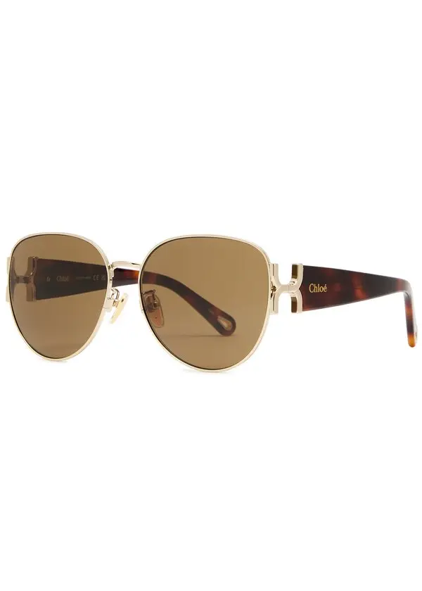 Chloé Round Frame Sunglasses - Brown Havana