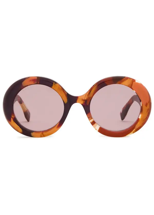 Gucci Eyewear Oversized Tortoiseshell Round-frame Sunglasses