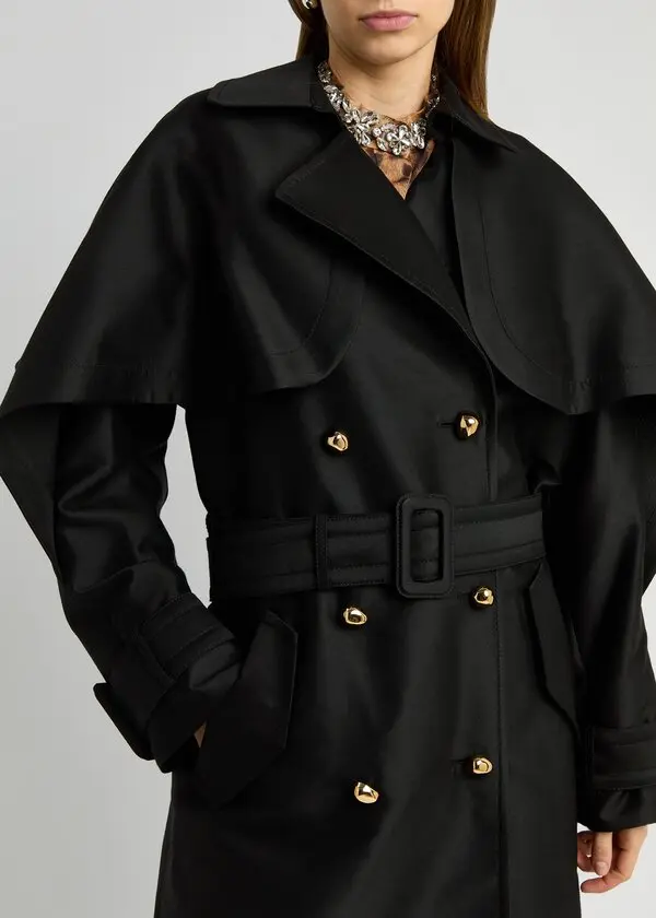 Zimmermann Cape Wool-Blend Trench Coat In Black - 40% Off