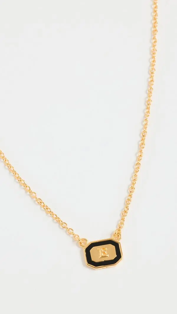 GWEN BELOTI Initial Gold Plated Pendant Necklace - E
