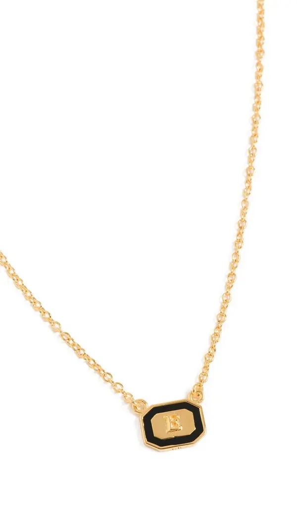 GWEN BELOTI Initial Gold Plated Pendant Necklace - E
