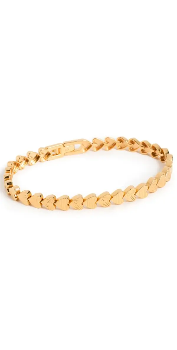GWEN BELOTI Heart Etched Link Bracelet - Gold