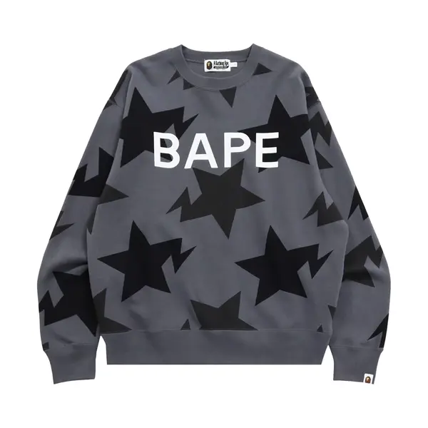 A BATHING APE Sta Pattern Relaxed Fit Crewneck - Black