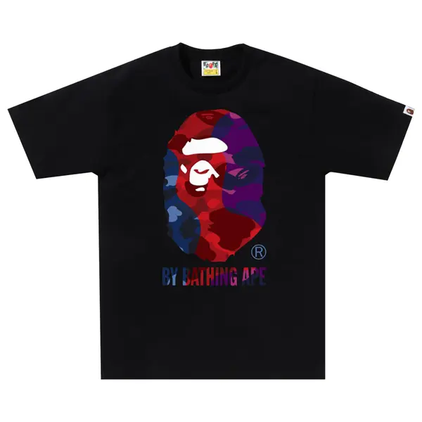 A BATHING APE Color Camo Crazy Bathing Ape Tee - Black