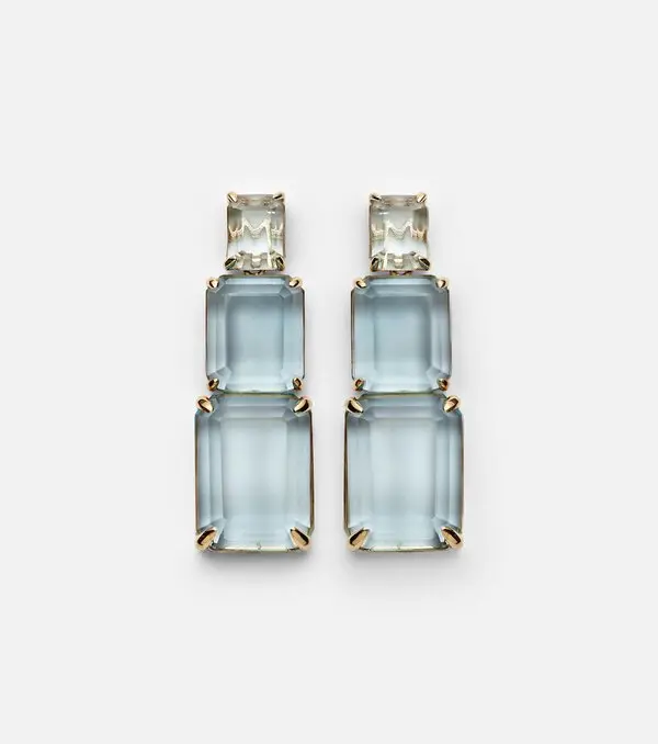 Mateo Arithmetic Composition 14kt Gold Drop Earrings With Topaz - Blue