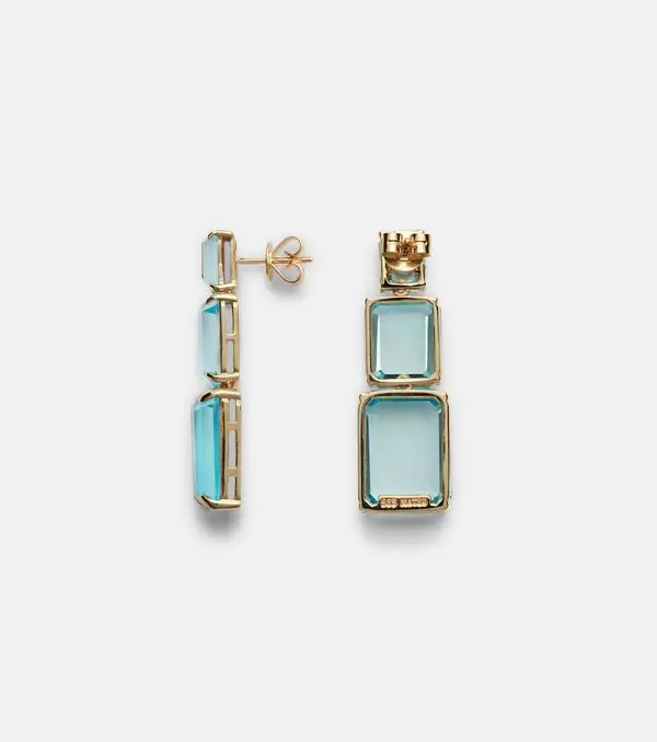 Mateo Arithmetic Composition 14kt Gold Drop Earrings With Topaz - Blue
