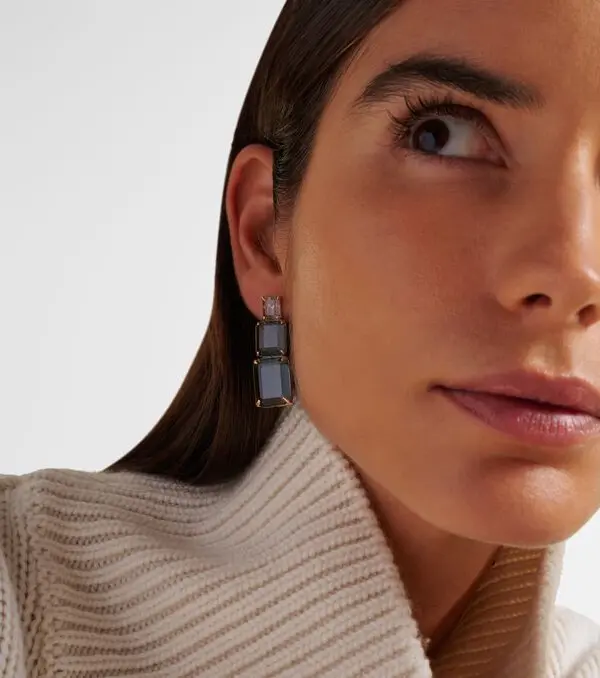 Mateo Arithmetic Composition 14kt Gold Drop Earrings With Topaz - Blue