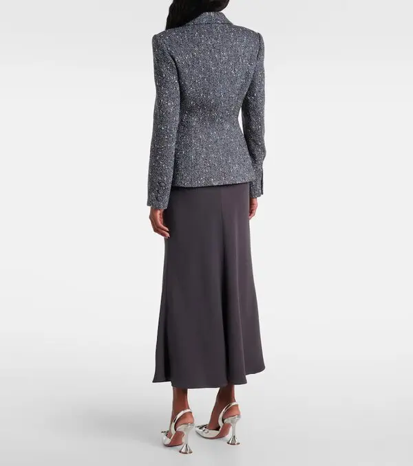 SELF-PORTRAIT Bouclé And Crêpe Midi Dress