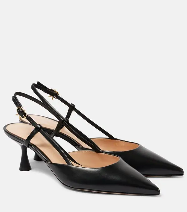 GIANVITO ROSSI Ascent 55 Leather Slingback Pumps - Black