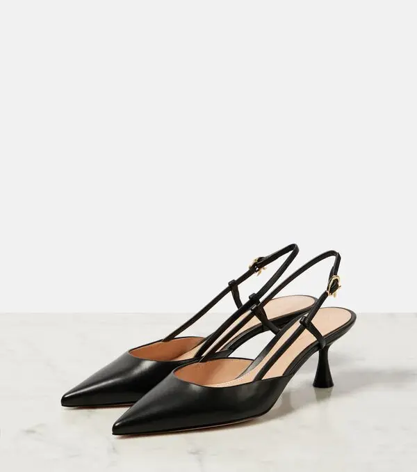 GIANVITO ROSSI Ascent 55 Leather Slingback Pumps - Black
