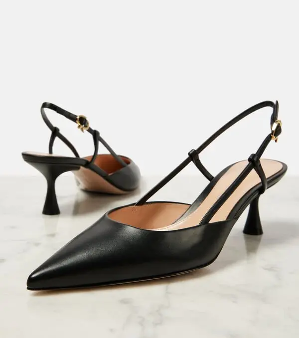 GIANVITO ROSSI Ascent 55 Leather Slingback Pumps - Black