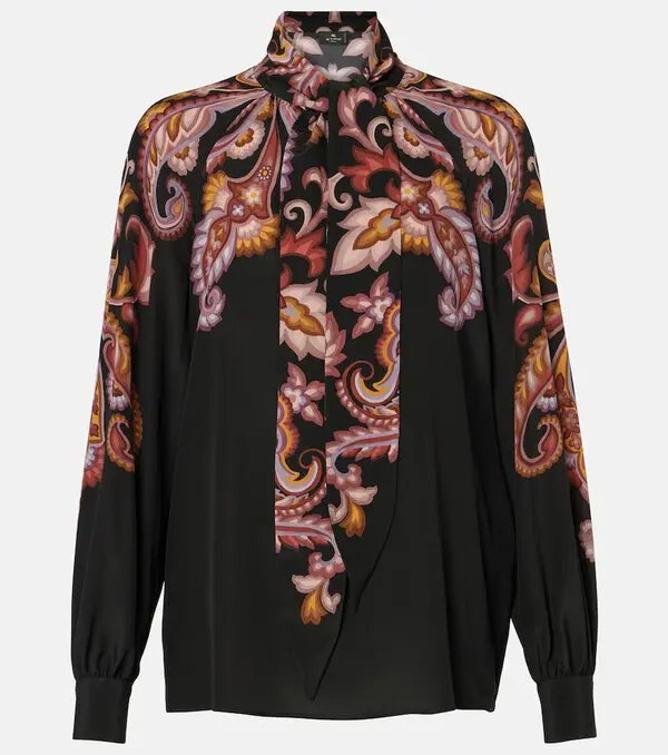 Etro Paisley Tie-neck Blouse - Black