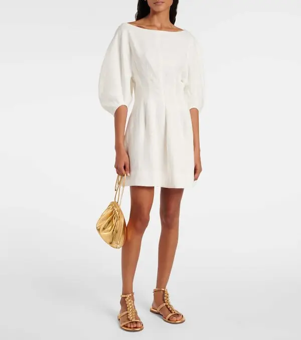Faithfull The Brand Puff-sleeve Linen Minidress