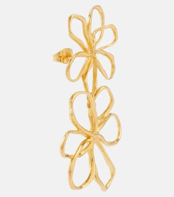 Oscar De La Renta Threaded Flower Drop Earrings