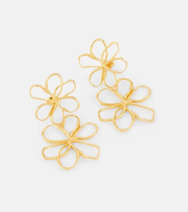 Oscar De La Renta Threaded Flower Drop Earrings